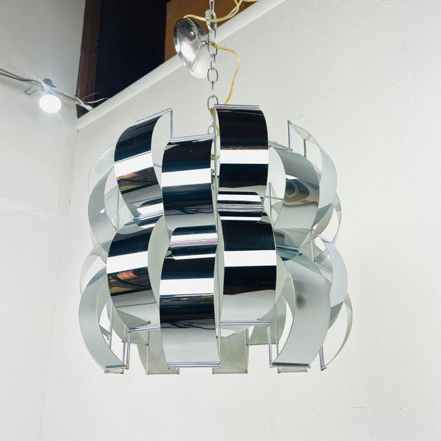 1960s Chrome Ribbon Chandelier by Lightolier | Chairish
