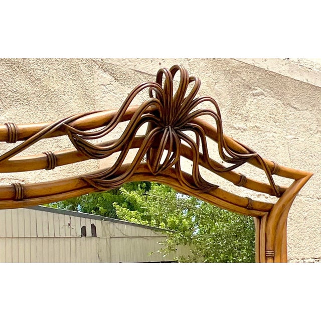 Vintage Coastal Bamboo Frame Mirror | Chairish