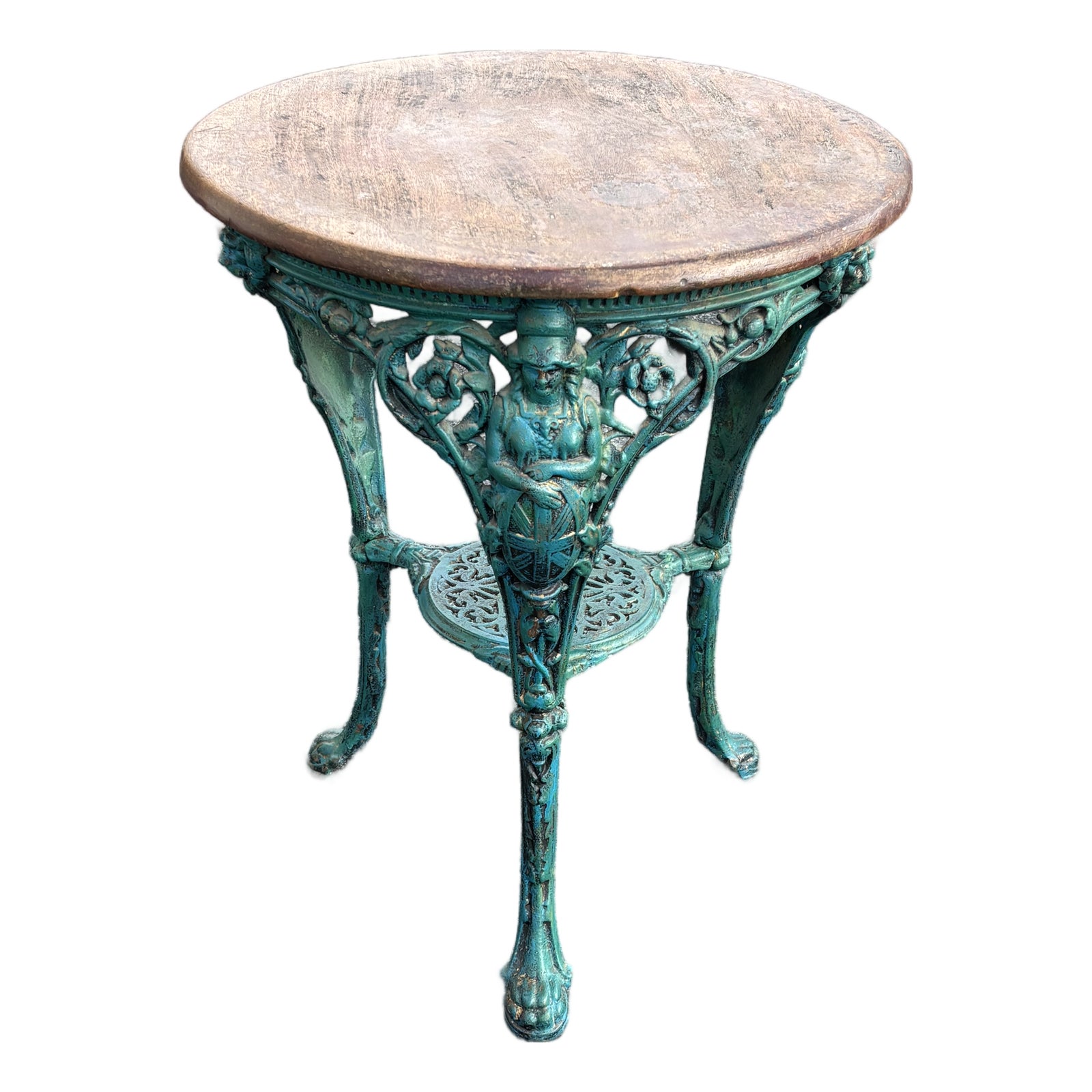 Late 19th C. Cast Iron Gueridon Table With Union Jack, Lion & Faux ...
