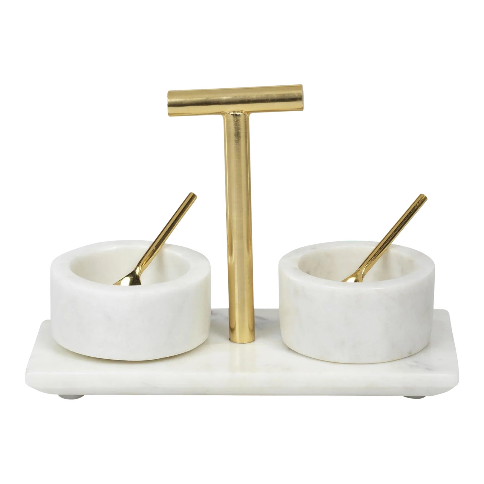 Ellie Marble Condiment Bowls with Spoons, 5 Pieces | Chairish