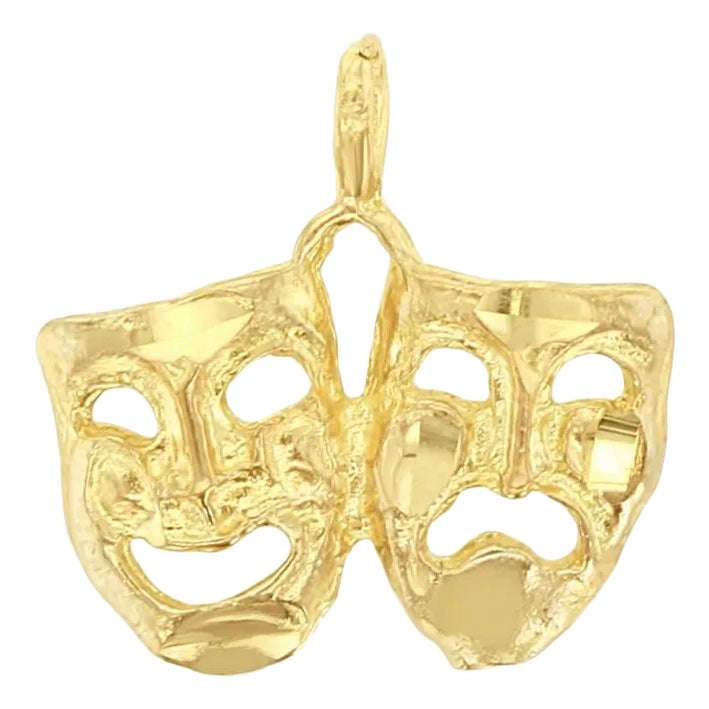 Double Theatre Mask Charm 10k Yellow Gold | Chairish