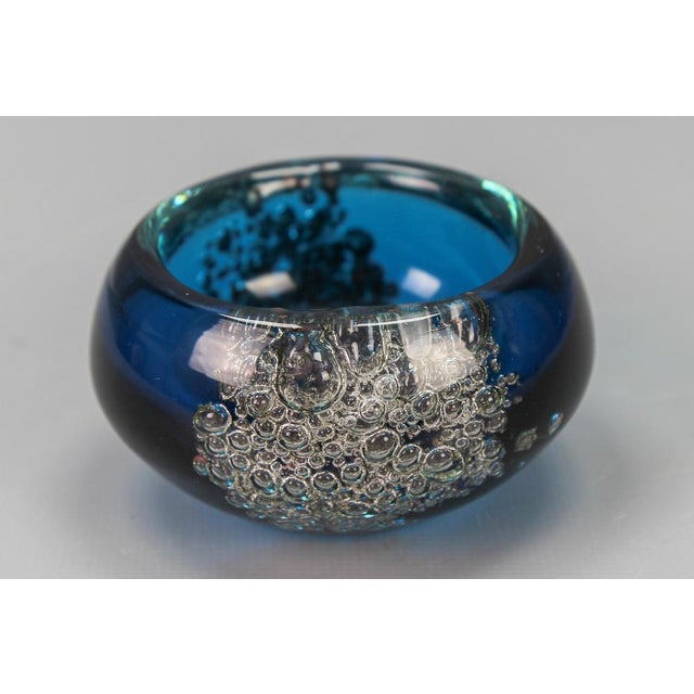 Small Blue Bubbled Glass Bowl by Zwiesel, Germany, 1970s | Chairish