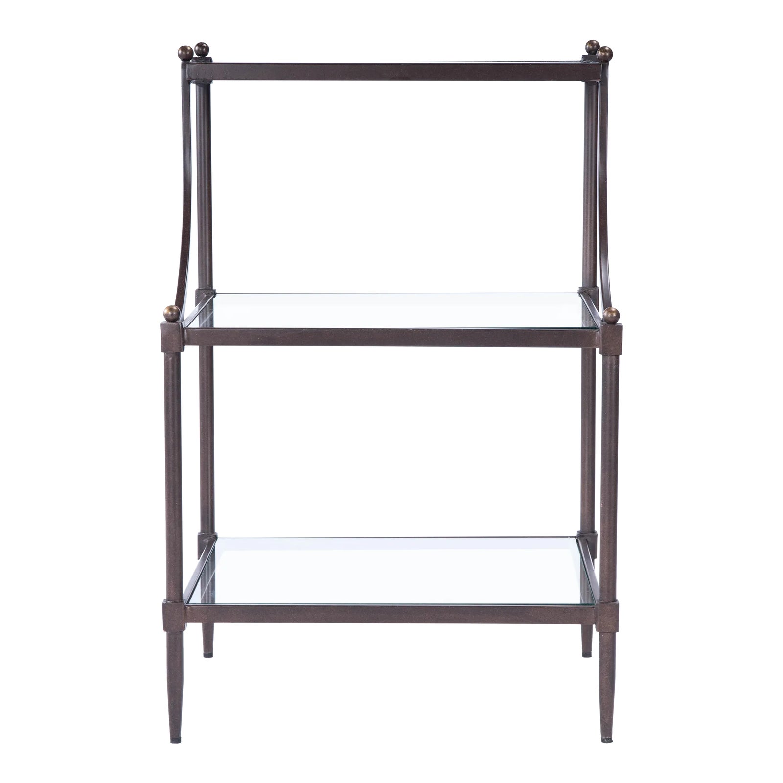 Peninsula Metal & Glass Side Table, Bronze | Chairish