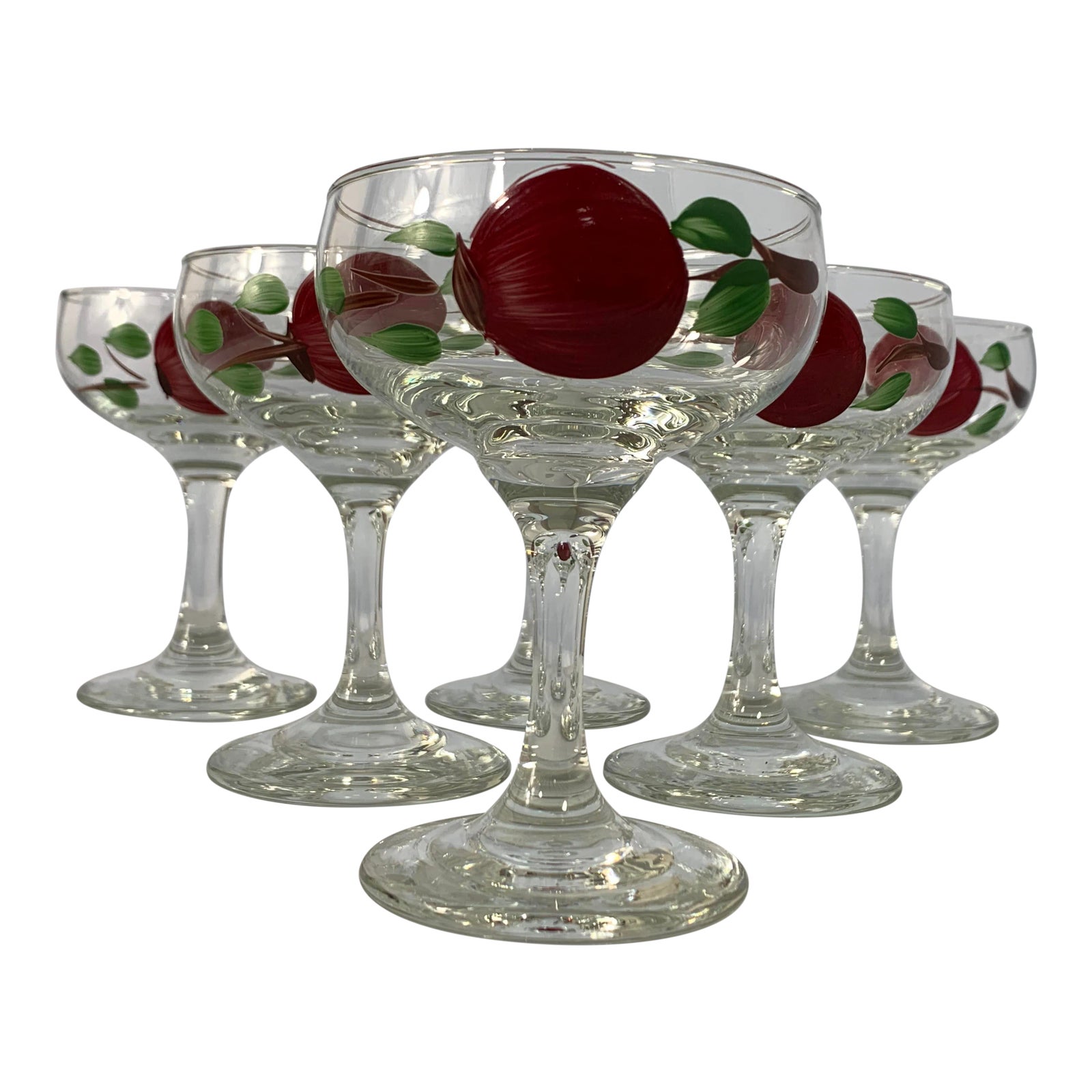 Vintage Hand Painted Libbey Glassware Franciscan Apple Pattern - Set of ...