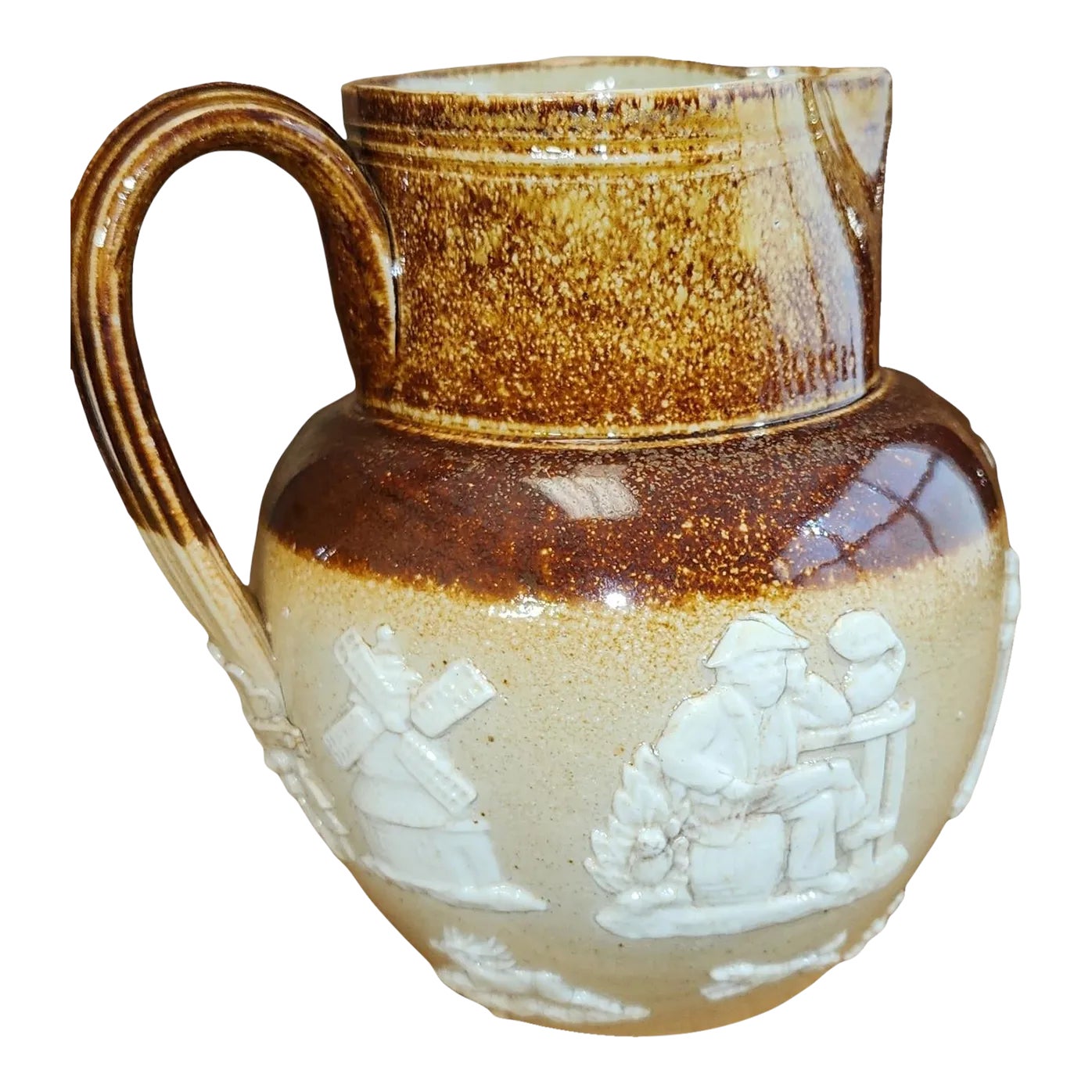 1907 Royal Doulton Salt Glaze Stoneware Jug - Small | Chairish