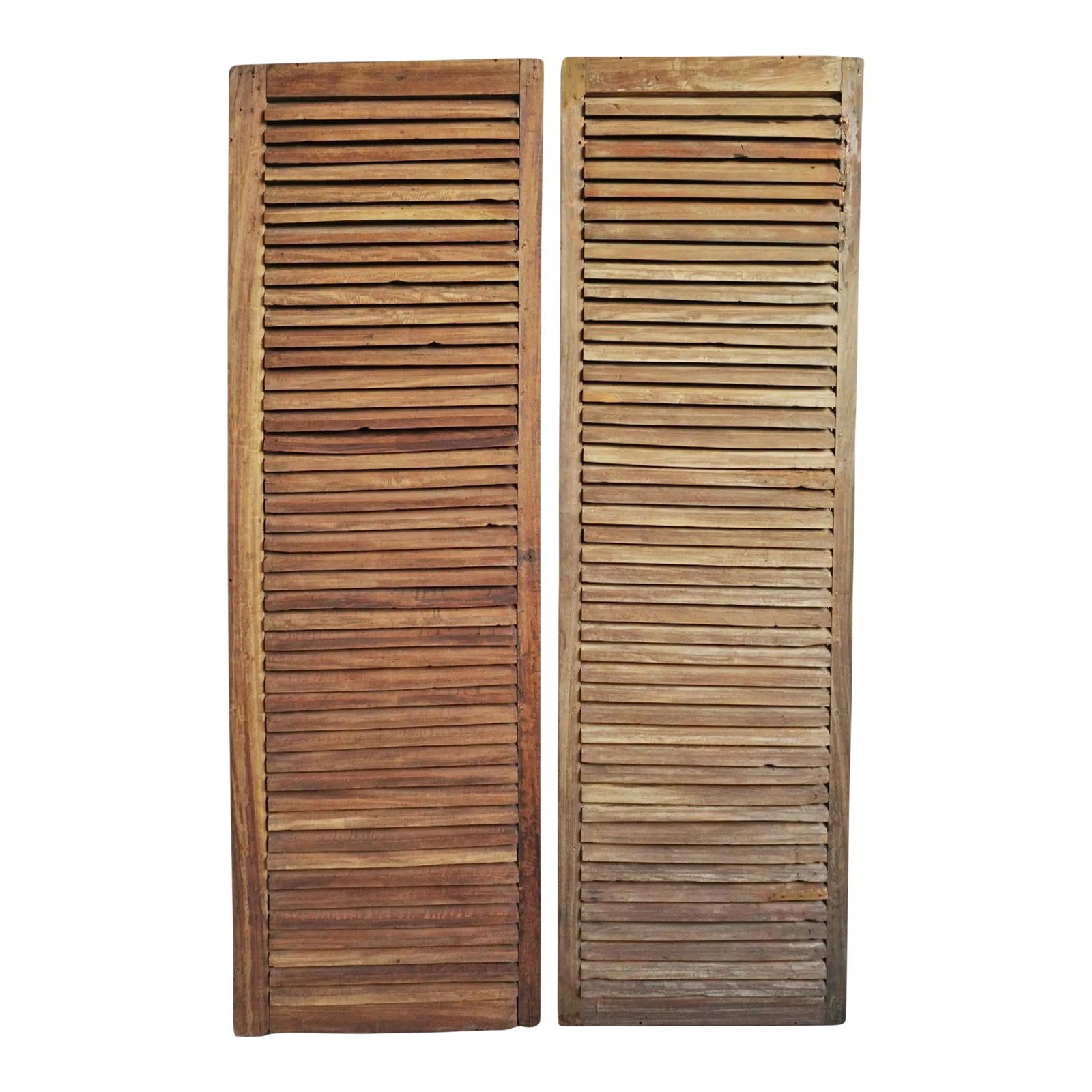 Vintage Mid 20th Century Teak Shutter Door Pair | Chairish