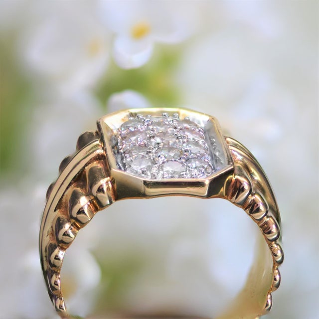 1980s Diamonds 18 Karat Yellow Gold Gadrooned Retro Ring Size 7.5 ...