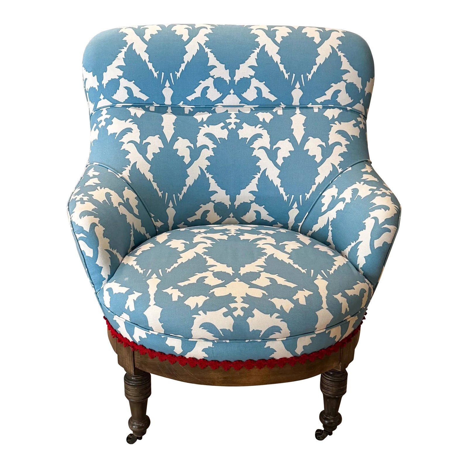 Blue Upholstered Lounge Chair | Chairish