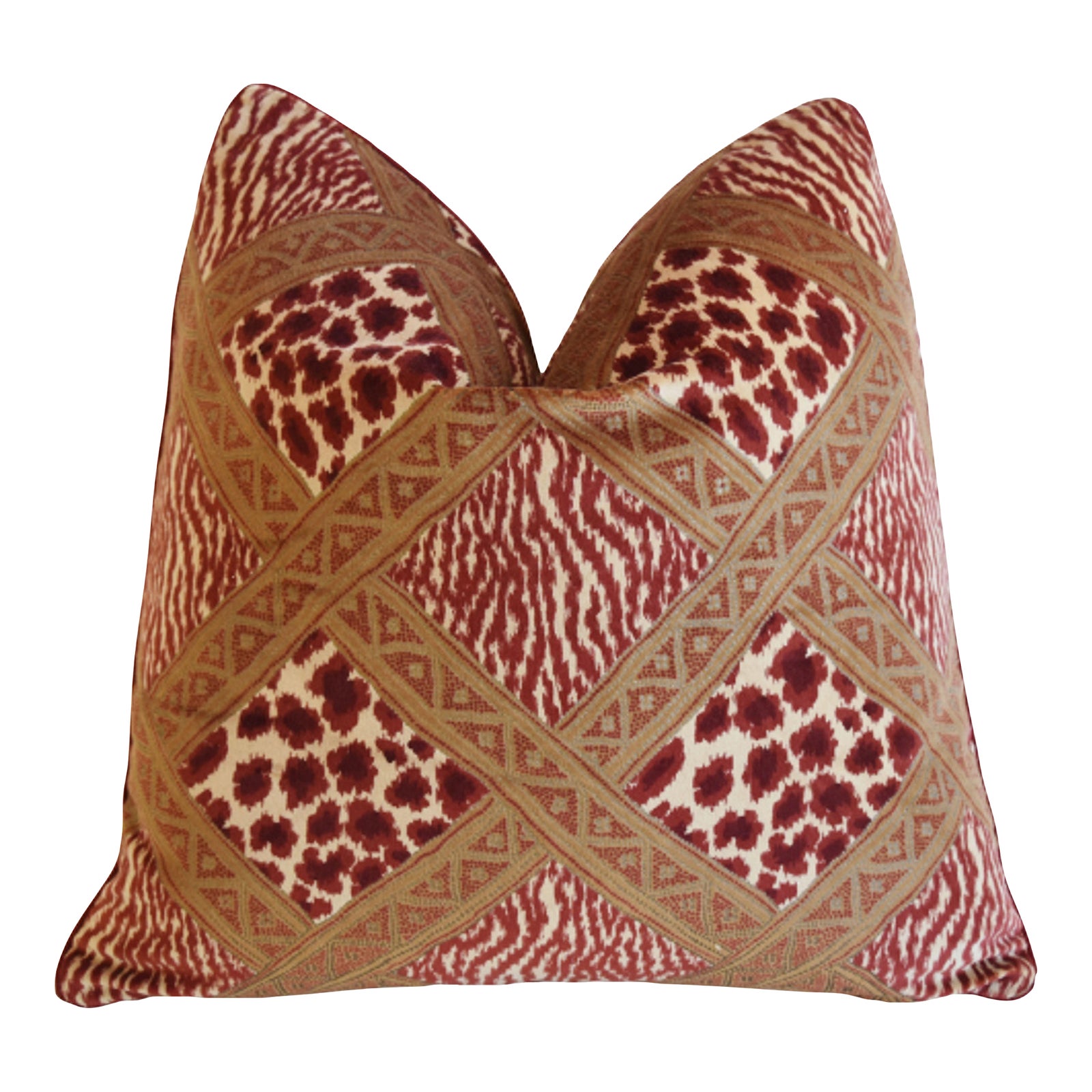 Cowtan & Tout Sheba Leopard & Tiger Velvet Feather/Down Pillow 21 ...
