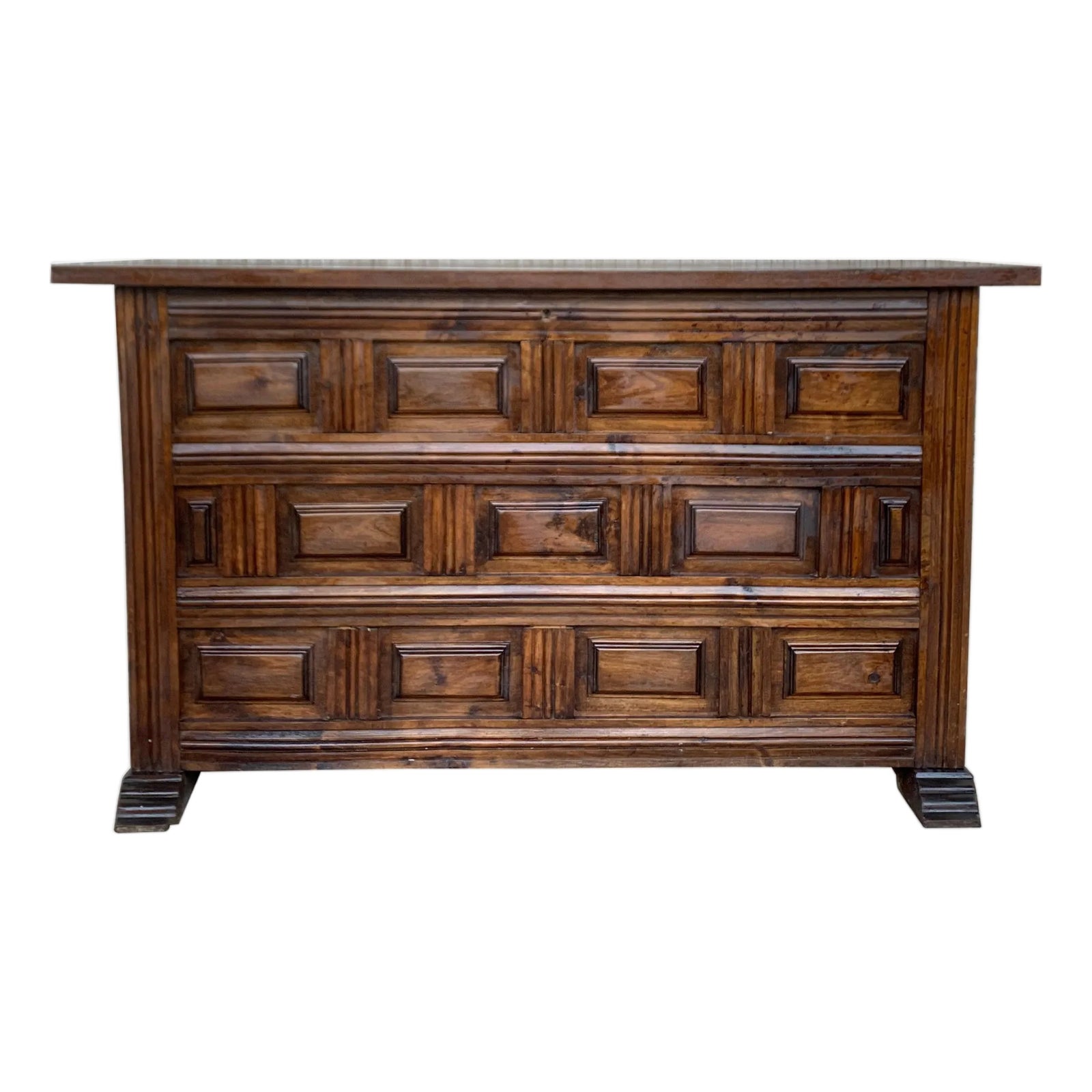 Early 20th Century Spanish Trunk, Blanket Chest with Raised Wooden ...
