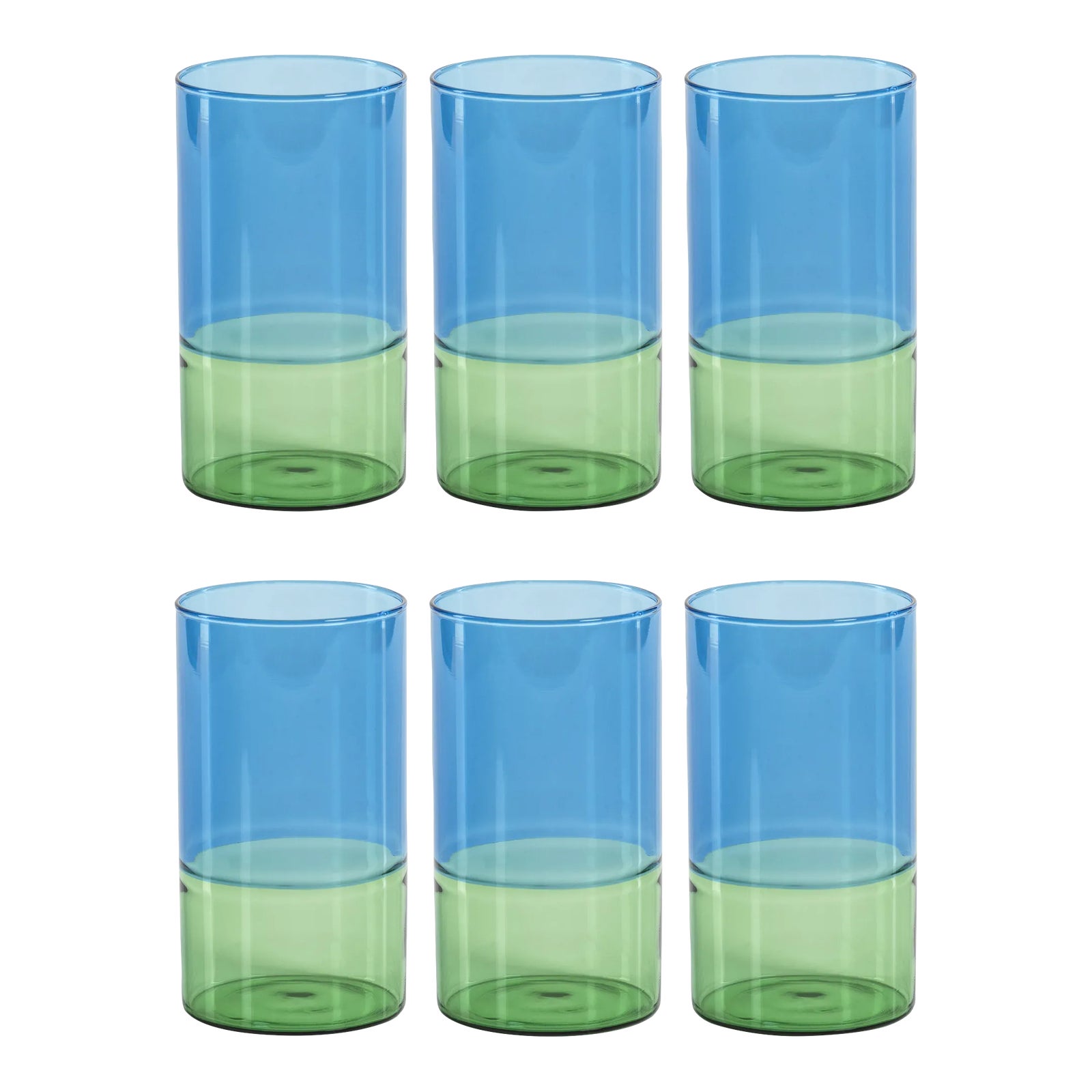 Renell Two - Toned Highball Glasses, Set of 6 | Chairish