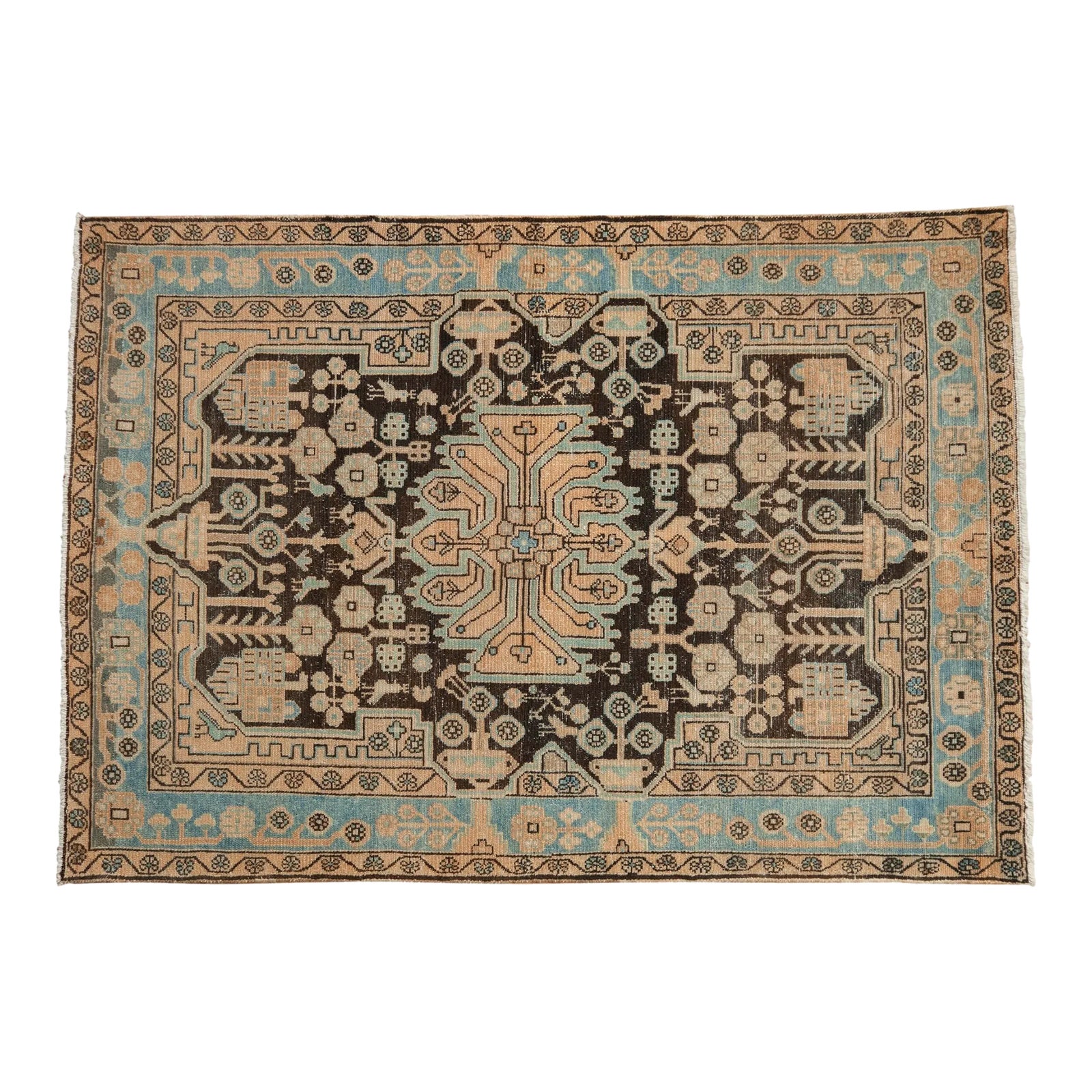 Vintage Distressed Hamadan Rug - 4'8" X 6'8" | Chairish