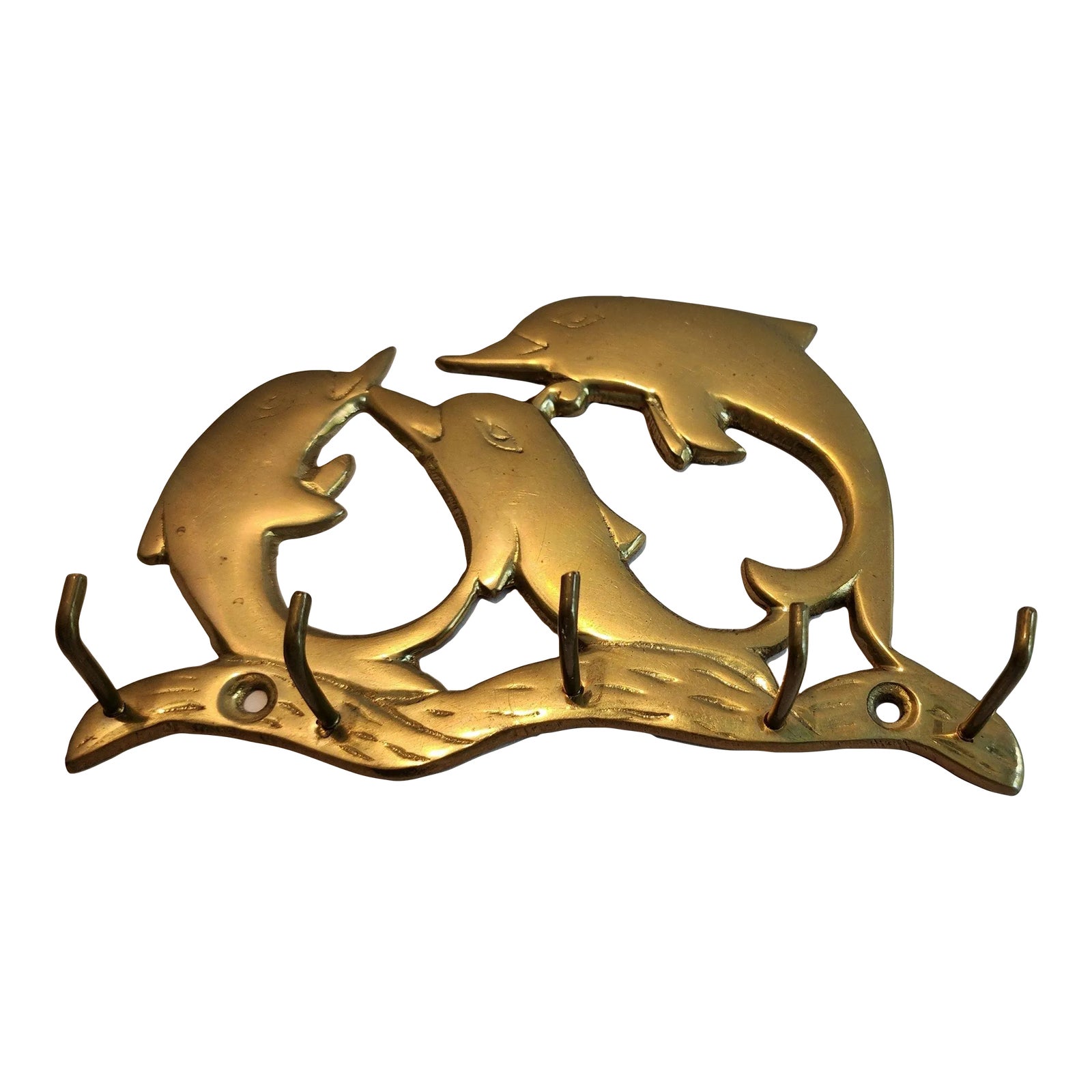 Vintage Leaping Dolphins Brass Key Rack | Chairish