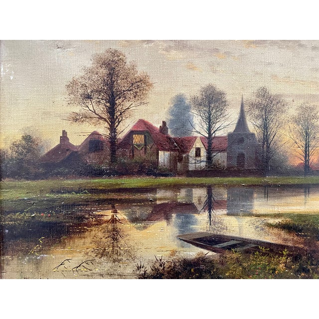 Punts on the River. Pair of Victorian Oil Paintings by Arthur H Cole ...