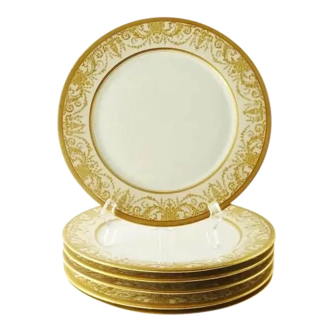 Antique Porcelain Service or Under-Plates with Gold Encrusted Raised ...