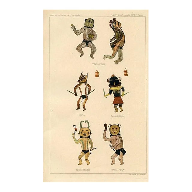 Early 1900s, Hopi Indian Kachina Print, Chipmunks, Original Antique ...