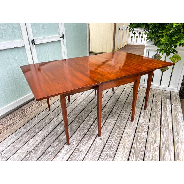Vintage 1970s Henkel Harris Wild Black Cherry Wood Drop Leaf Dining Table | Chairish