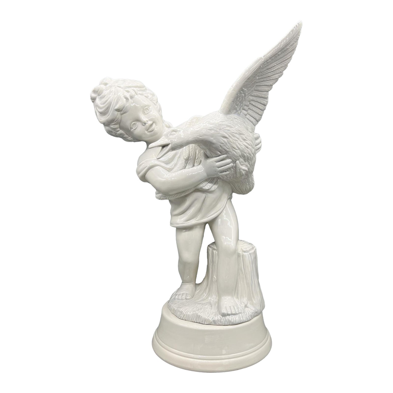 Large Vintage Scioto Ceramic Sculpture – Child With Goose – White ...