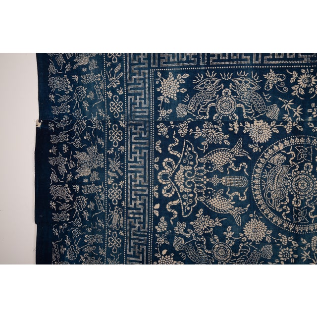 Vintage Chinese Indigo Hand Made Batik Panel | Chairish