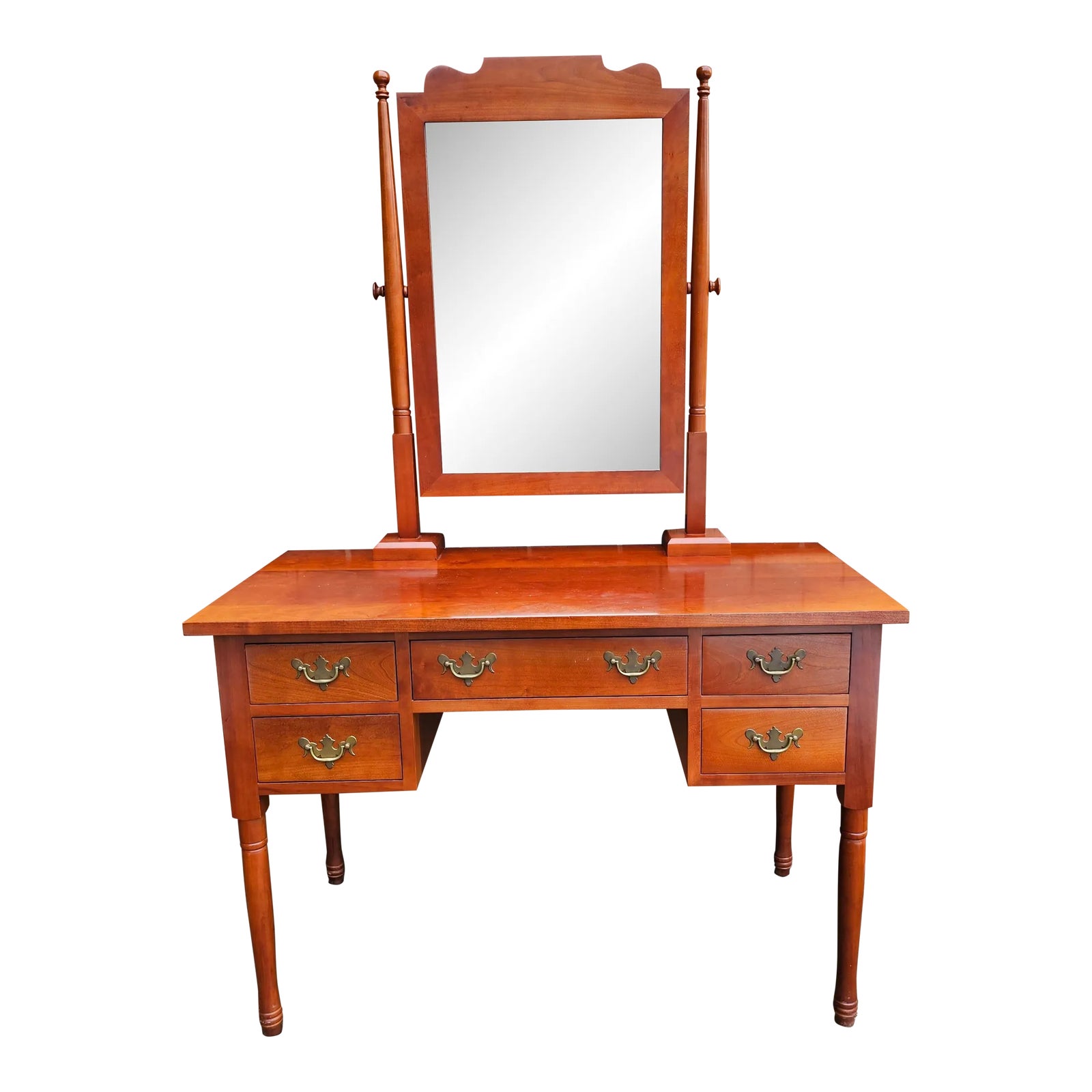 Clore Handcrafted Fine Furniture Cherry Vanity Table With Mirror | Chairish