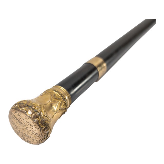 1878 Gold Filled Masonic Presentation Cane or Walking Stick | Chairish