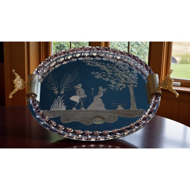 Late 20th Century Murano Venier Glassworks Hand-Engraved Mirrored ...