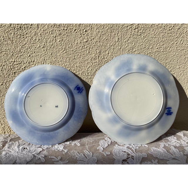 Antique English Flow Blue Plates- Set of 9 | Chairish