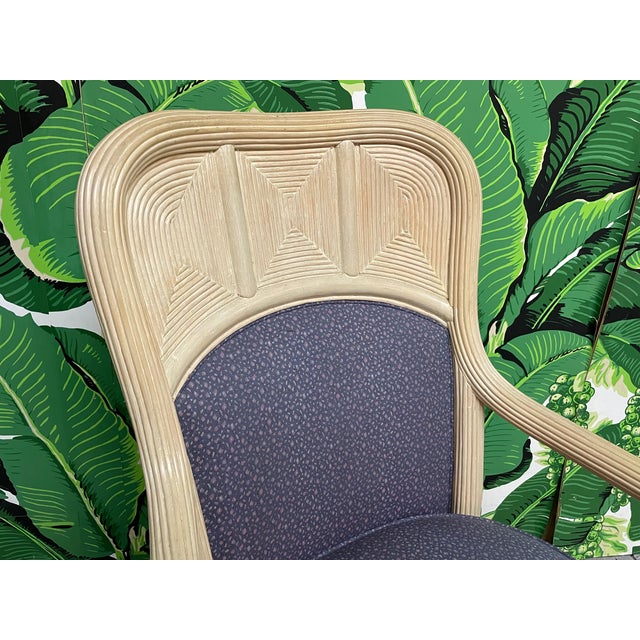 Pencil Reed Rattan Upholstered Dining Chairs | Chairish
