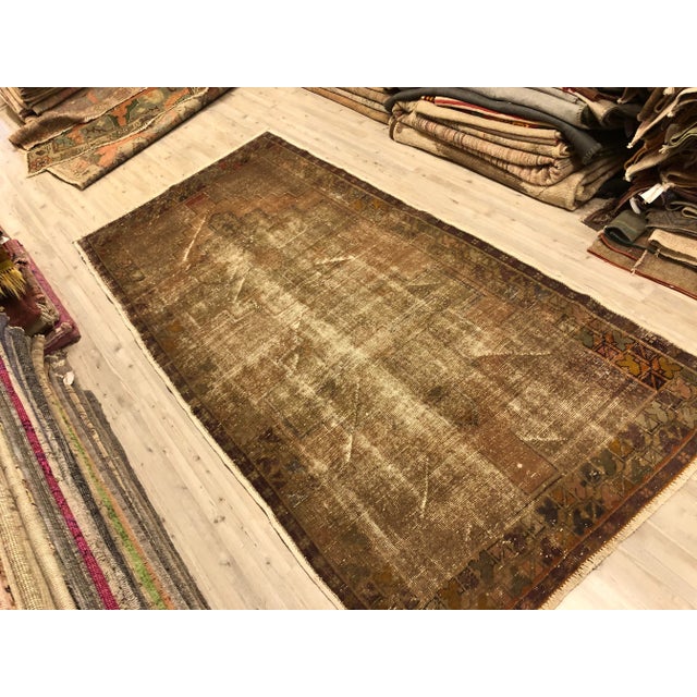 Vintage Tan Distressed Oushak Rug | Chairish