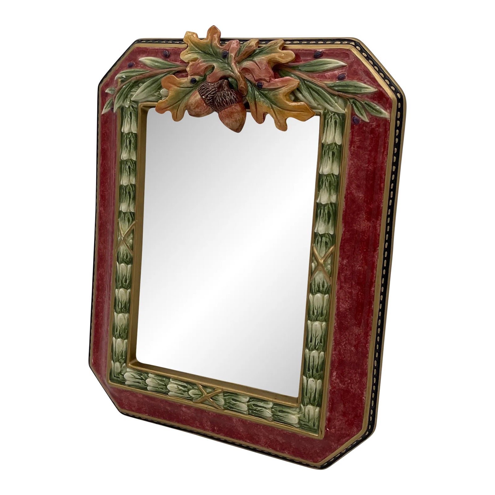 Vintage Trompe l'Oeil Majolica Acorn Picture Frame | Chairish