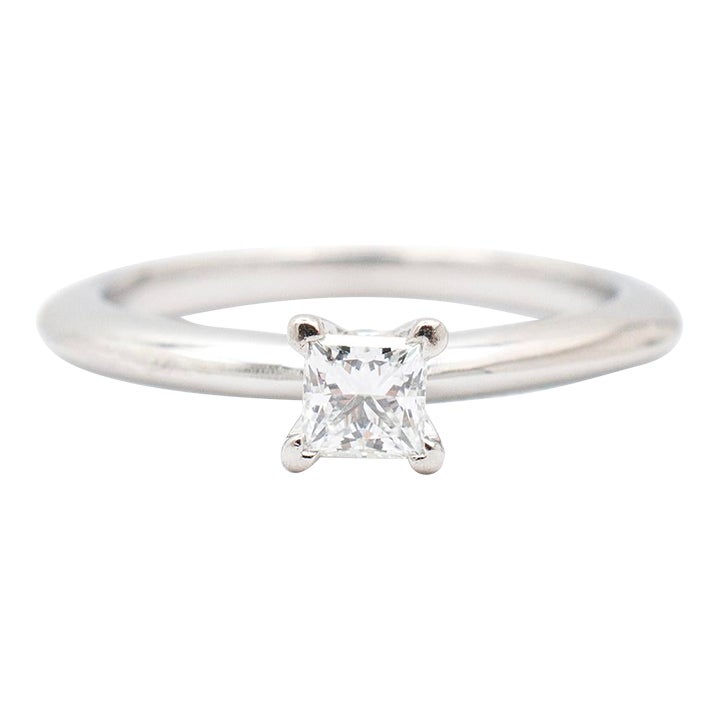 Tiffany & Co. 950 Platinum 0.22 Princess Cut Diamond Promise Engagement ...