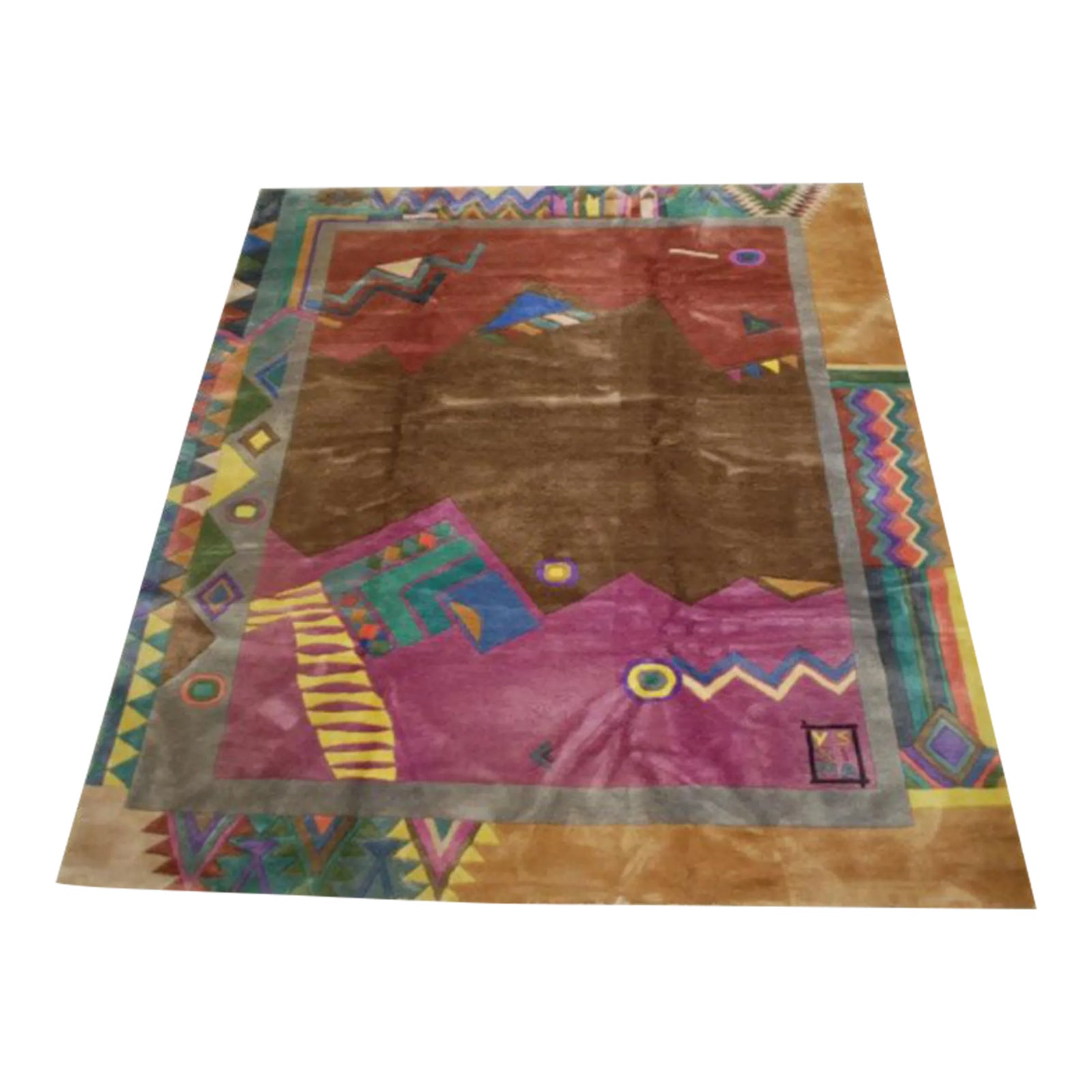 1980s Vintage Geometric Rug - 9' X 12' | Chairish