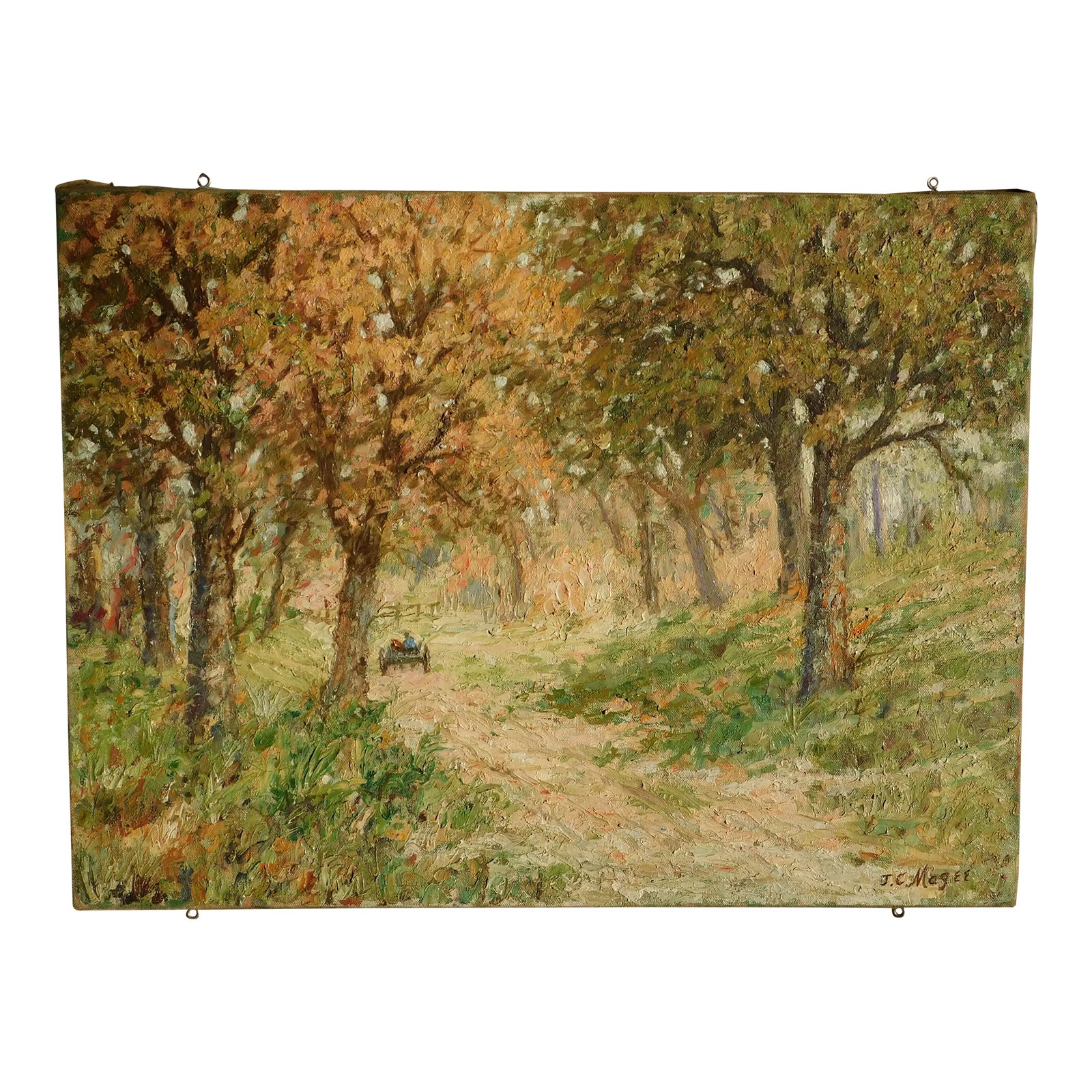 James Magee B.1864 Impressionist Forest Landscape Oil Painting | Chairish