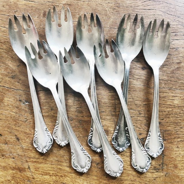 Set of 8 Antique Ice Cream Forks From the Plaza Hotel Nyc | Chairish