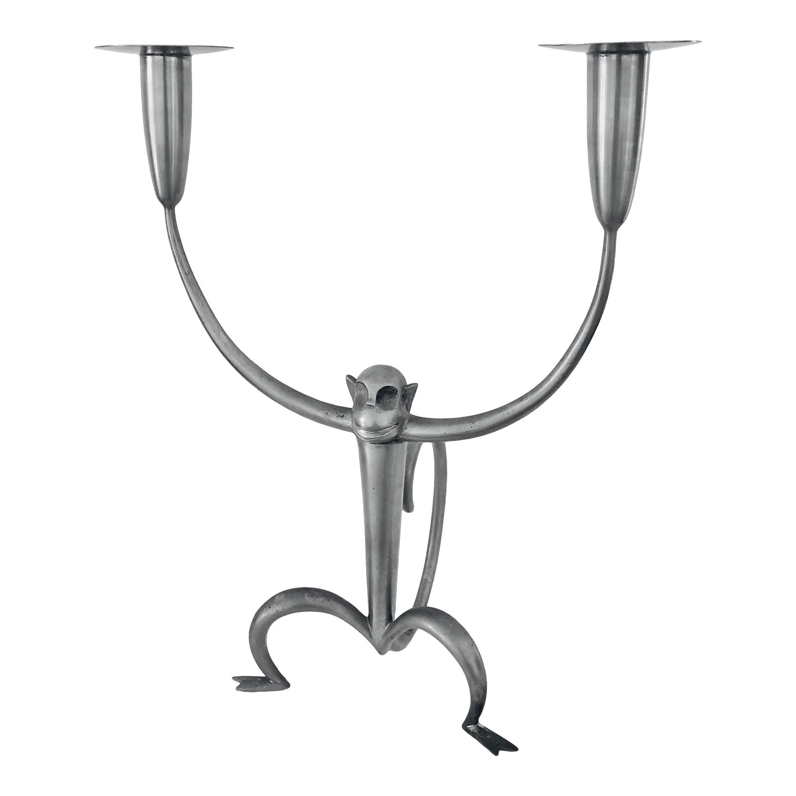 1920s Brushed Nickel Monkey Candelabra by Hagenauer Weiner Werkstatte ...