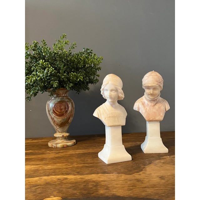1920s Set of 2 Italian Alabaster Busts | Chairish