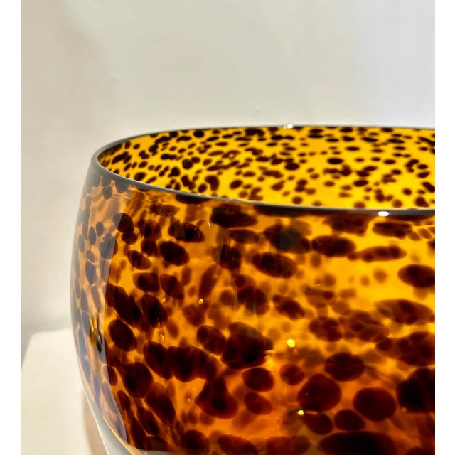 1980s Tortoise Shell Motif Hand Blown Glass Bowl | Chairish