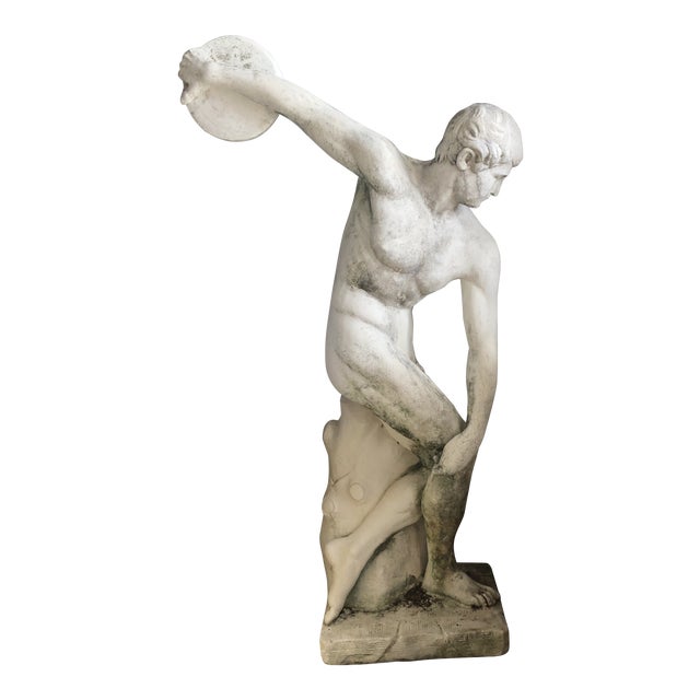 Mid 20th Century Concrete Discus Thrower Statue | Chairish