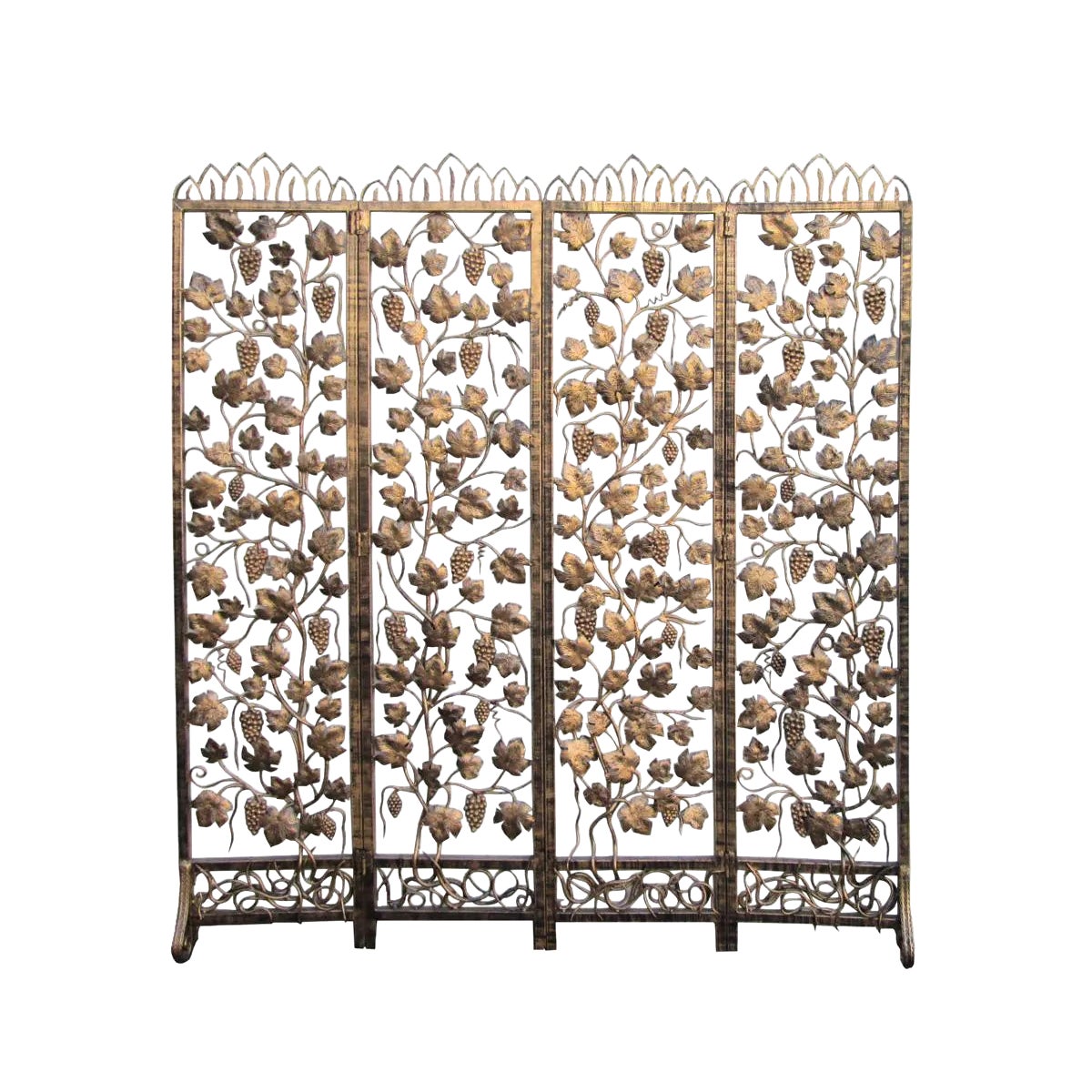 Handmade Golden Color Grape Leave Motif Metal Panel Screen Divider ...