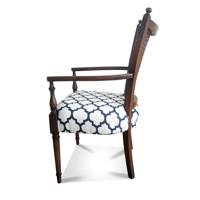 Mid-Century High Back Cane Arm Chair | Chairish
