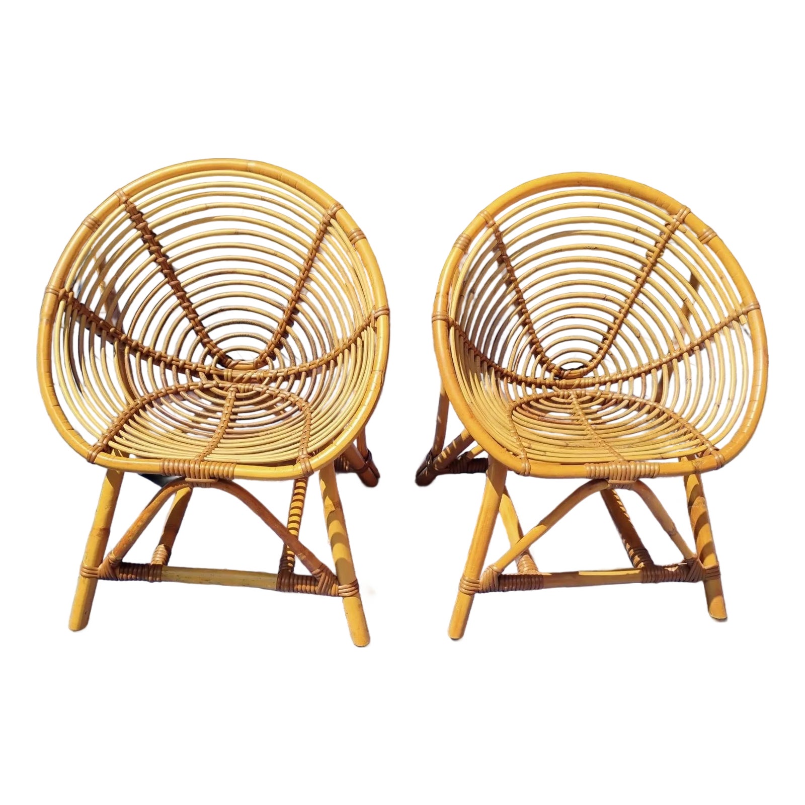 Vintage Children's Rattan Hoop Chairs – Set of 2 | Chairish