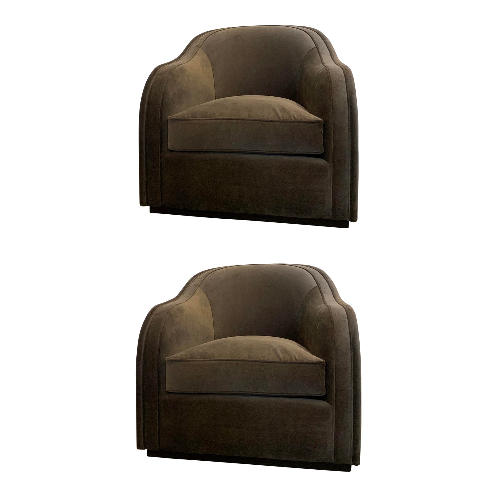 Caracole Modern Dark Gray Mohair Eclipse Club Chairs Pair | Chairish