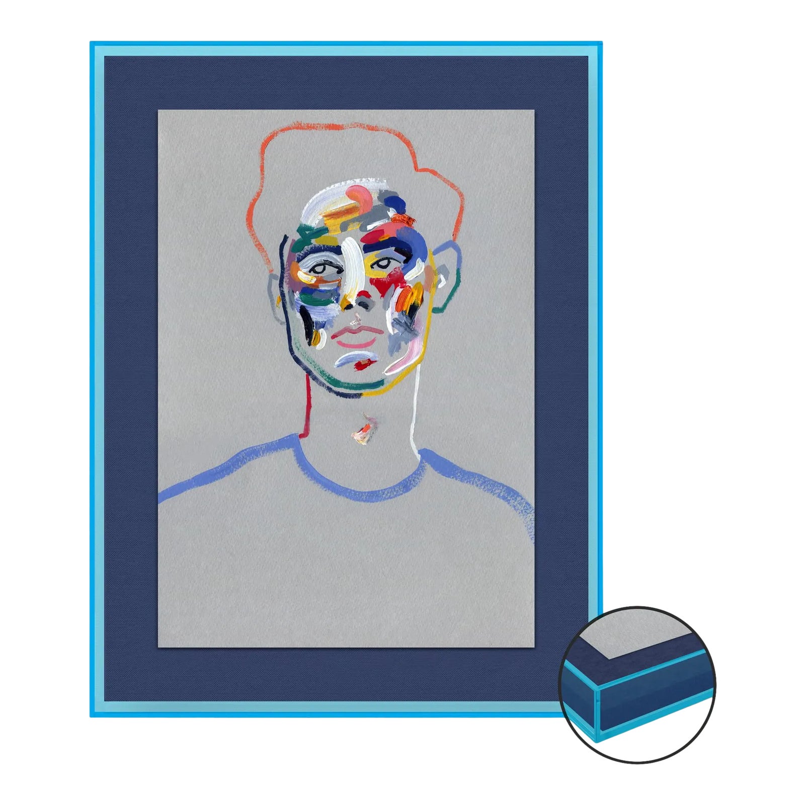 Walter by Robson Stannard in Light Blue Acrylic Frame, Medium Art Print ...