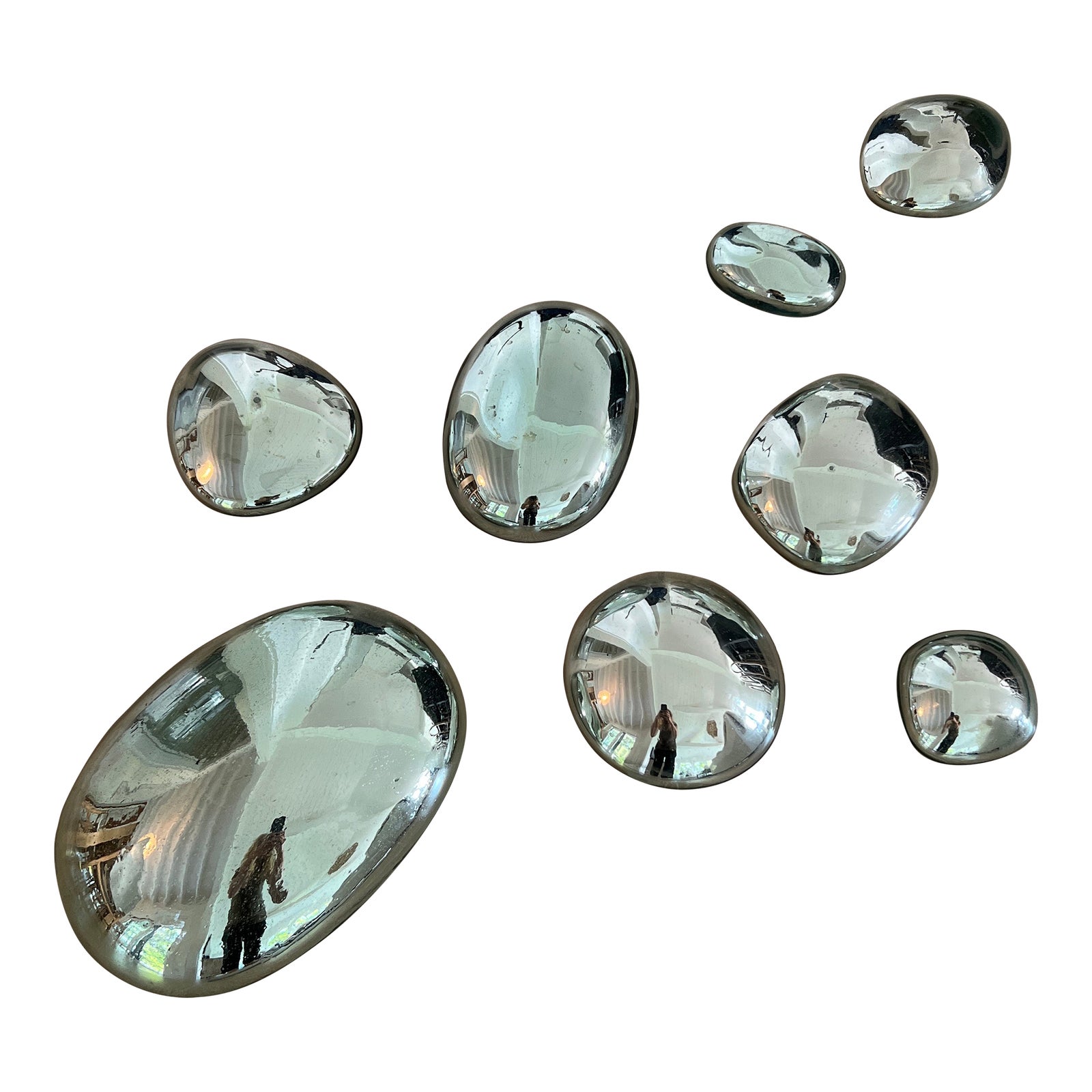 Mercury Drops Silver Blown Glass Fine Art Installation. Set of 8 | Chairish