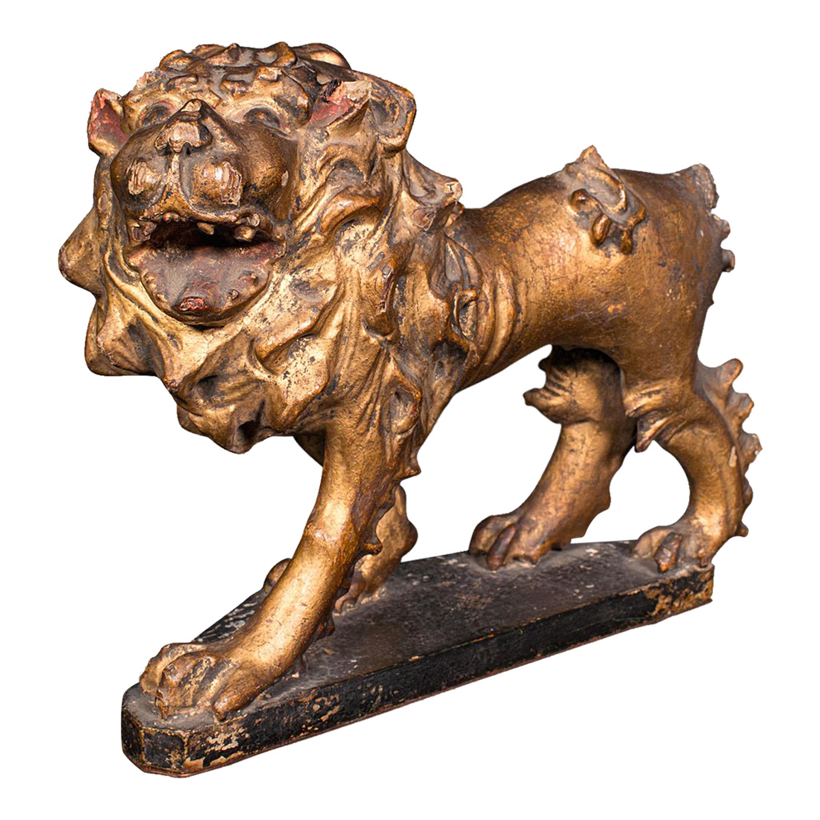 1750's Antique Carved Lion Figure | Chairish