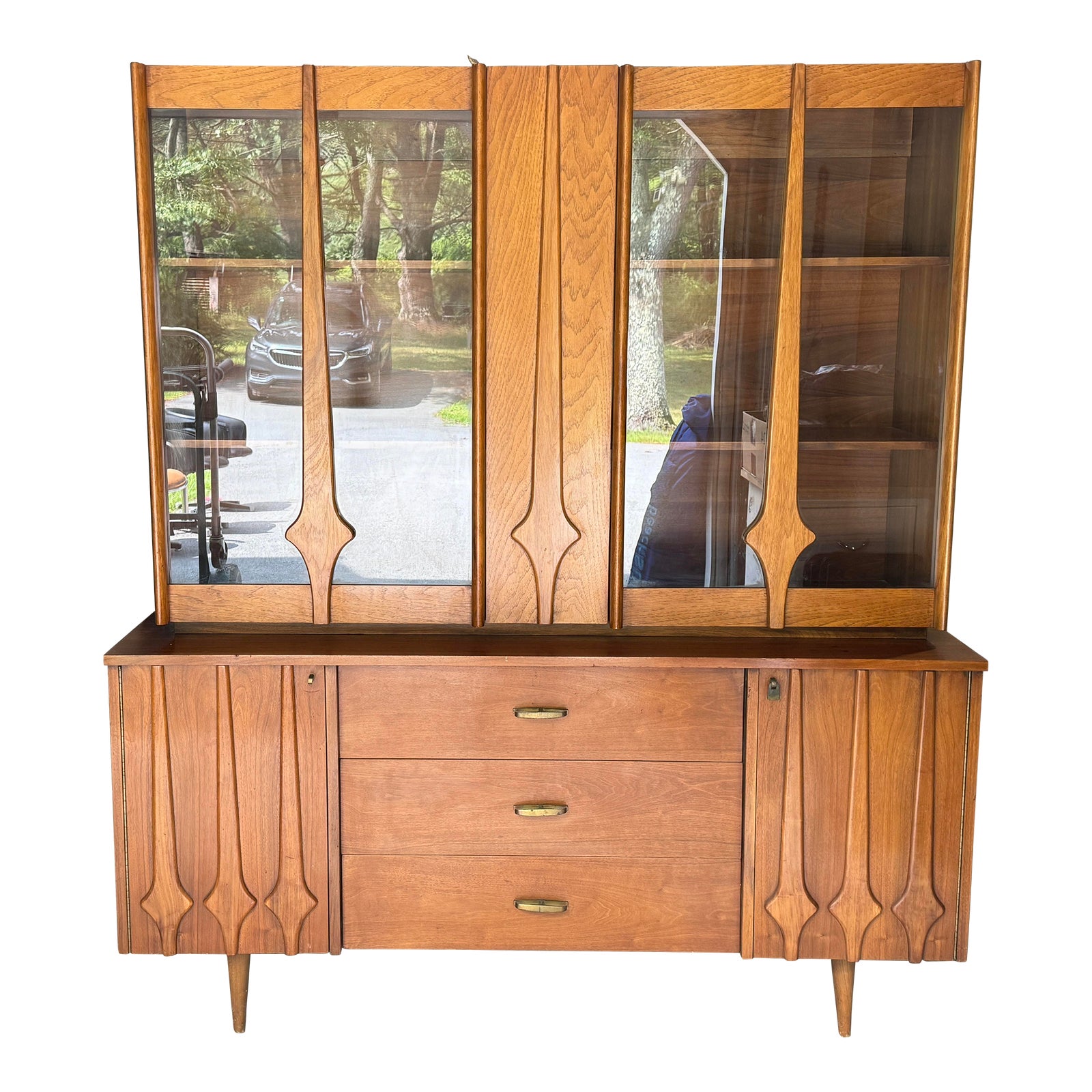 Sculptural Young Furniture Mid-Century Buffet and Hutch | Chairish