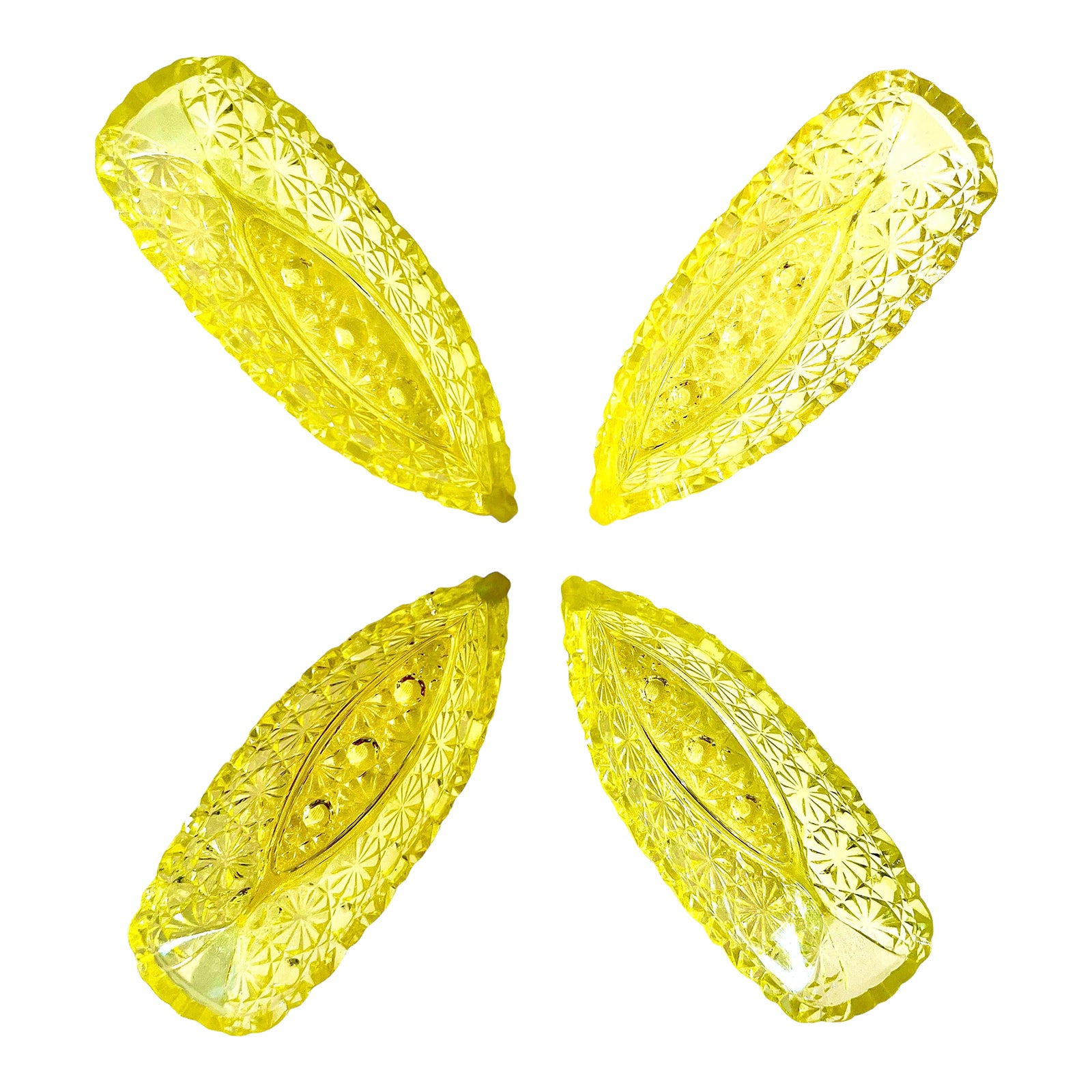 Set of 4 Early American Pressed Glass Yellow Daisy & Button 'Rowboat ...