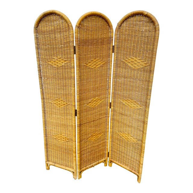 Vintage Mid 20th Century Filipino Rattan Room Divider Screen | Chairish