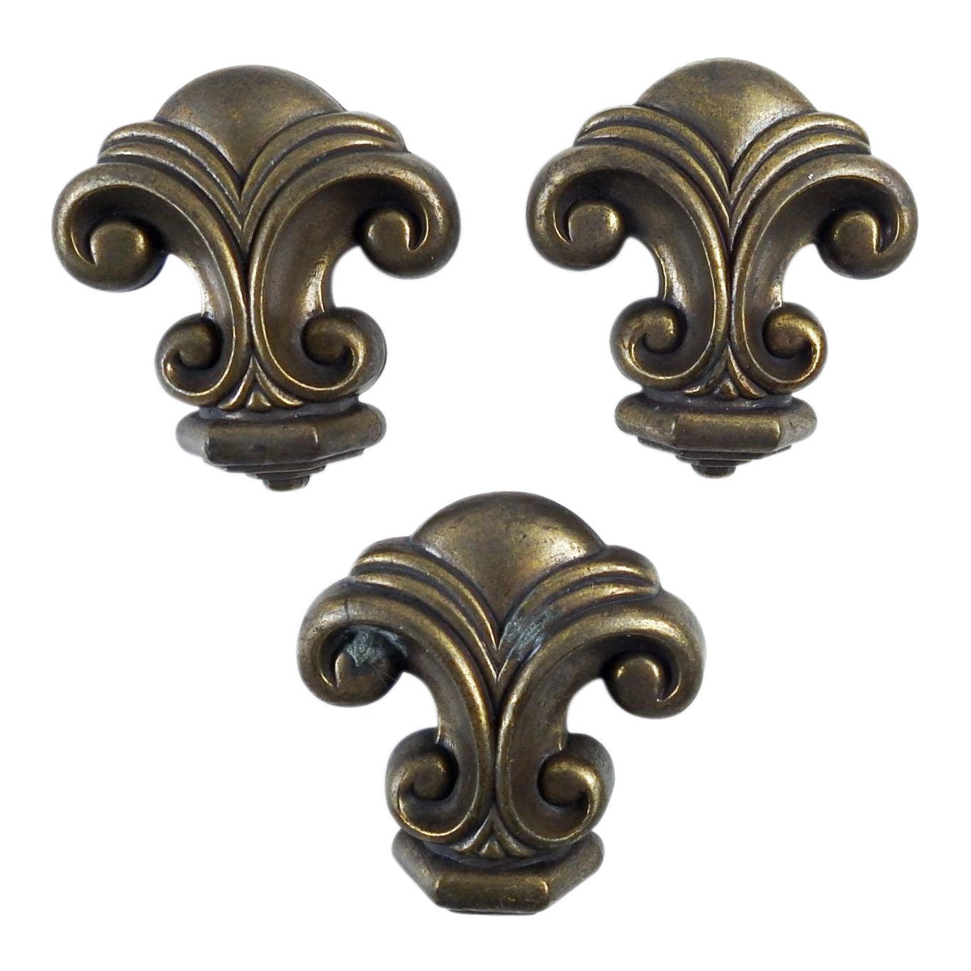 Vintage Heavy Metal Retro Drawer Pulls - Set of 3 | Chairish