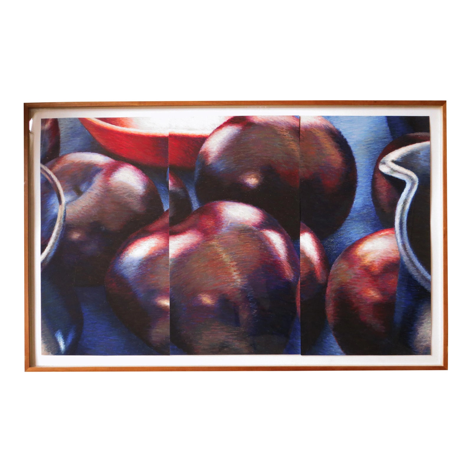 1980s Phyllis Plattner Large Oil Pastel Plums - #6 | Chairish